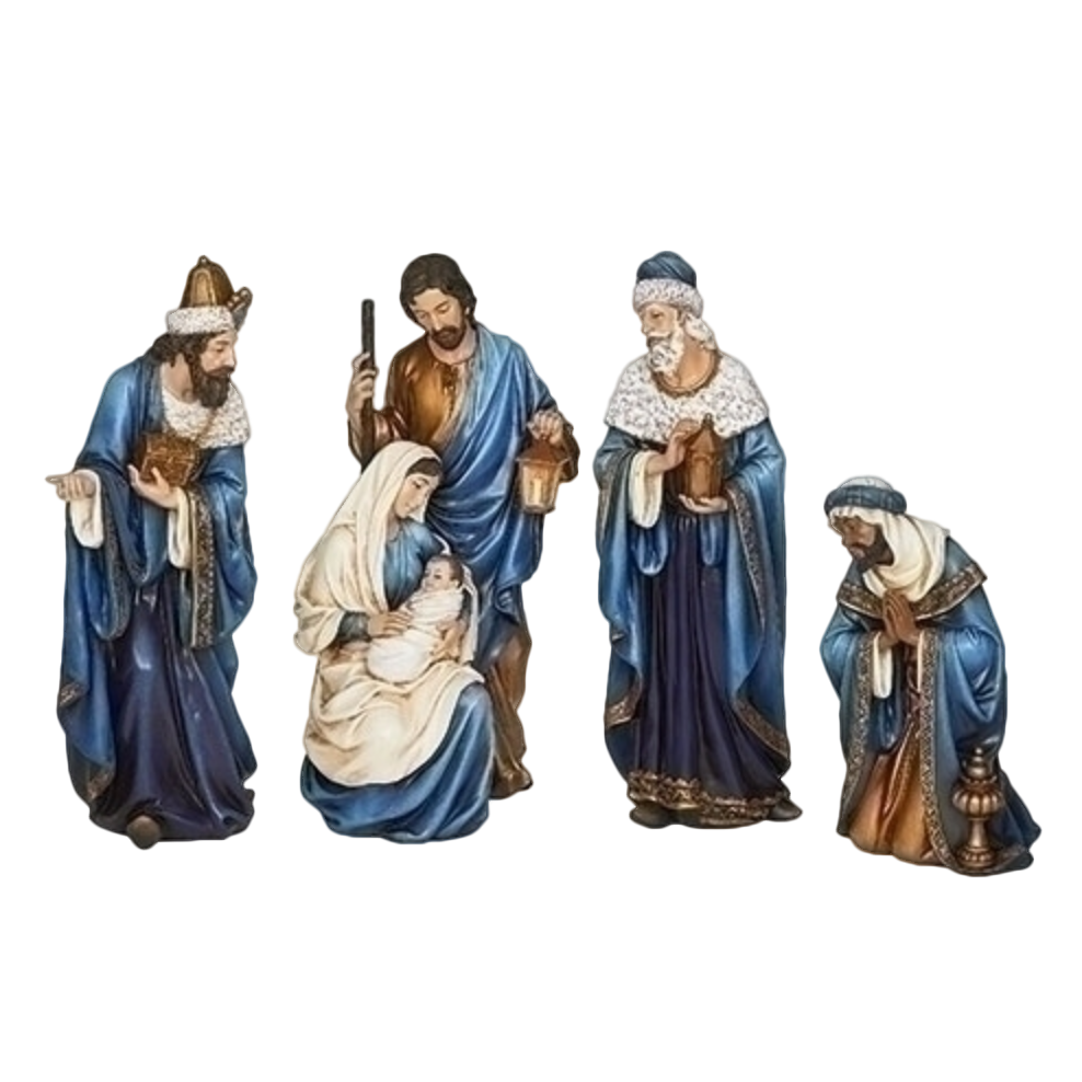 Blue and Gold Resin Nativity – The Nativity Market